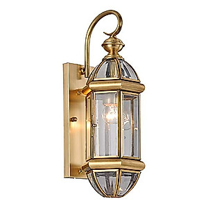 PEHUB Full Copper Wall Light E27 High Brightness Glass Wall Sconce Lamp European Luxury Elegant Lamp Fashion Creative Restaurant Aisle Indoor/Outdoor Wall Lantern Lighting Fixture Exterior Light Fixtu