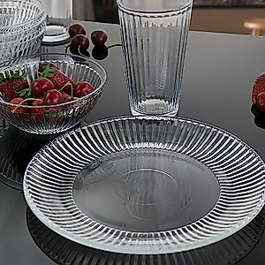 Gibson Home Clearview Stripes 12 Piece Embossed Glass Dinnerware Set