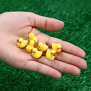 ROMROC Mini Resin Duck Bulk 200 Pack Tiny Ducks to Hide for Miniature Dollhouse Accessories Micro Garden Landscape Aquarium Potted Plants Ornament Christmas Prank DIY Décor, Yellow