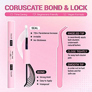 DIY Lash Extension Kit 2 Styles Lash Clusters 132pcs Eyelash Extension Kit D Curl Individual Lashes Wispy 8-16mm Eyelash Clusters Lash Kit with Lash Bond and Seal Lash Tweezers for Eyelash Extension