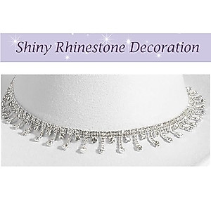 HUDANHUWEI Rhinestone Cowgirl Cowboy Hat Shiny Wide Brim Hat for Party B-White