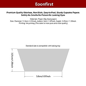 Eoonfirst Standard Size Baking Cups Food-Grade Greaseproof Paper Cupcake Liners 200 Pcs (Natural)