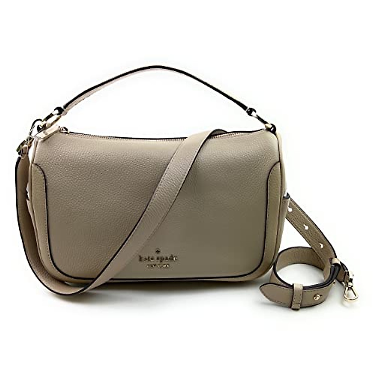 Kate Spade Smoosh Top Zip Satchel Crossbody Pebbled Leather (Light Sand)