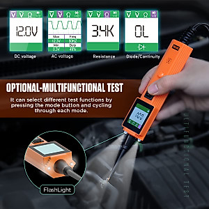 CMTOOL Automotive Circuit Tester 0-65V LED Test Light Probe Tester 6V 12V 24V Car Power Circuit Probe Kit Short Finder Master Kit AC DC Voltage Resistance Diode Electrical System Test Diagnostic Tool