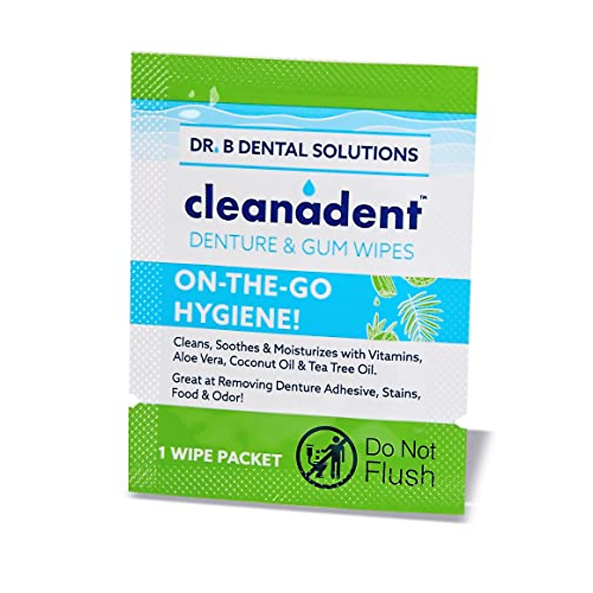 Dr. B Dental Solutions Cleanadent Dental Wipes, Denture Cleaner Removes Adhesives, Food, Stains, and Odor 30 Count Pack of 2