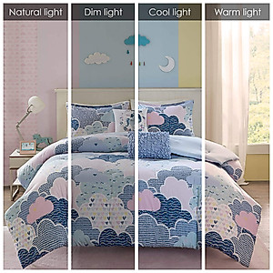 Urban Habitat Kids Duvet Set Vibrant Fun and Playful Print All Season Comforter Cover Matching Shams, Decorative Pillow, Children Bedding, Bedroom Décor, Full/Queen, Cloud Blue 5 Piece