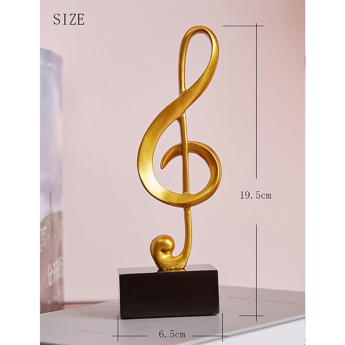 HAUCOZE 3pcs Music Note Decor Gifts Musical Figurine Modern Statue Sculpture Table Centerpiece Crafts Gold Home Arts 7.5inch