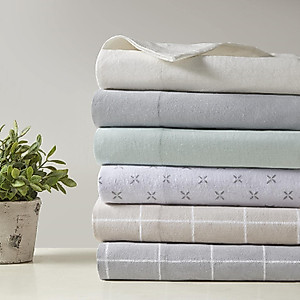 Beautyrest Cotton Sheet Set Cozy Print 100% Cotton Flannel Sheets Warm & Fuzzy Bedding Set, Oversized Sheets, Deep Pocket Fits Up to 16" Mattress Cal King Bed Sheets Cal King Seafoam 4 Piece