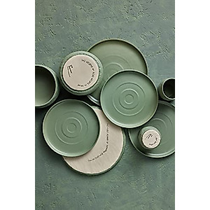 Stone by Mercer Project SHOSAI 16-Piece Stoneware Dinnerware Set, Plates and Bowls Set, Modern Dishware set fo 4, Sage