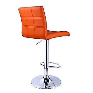 koonlert14 Contemporary Bar Stools Hight Adjustable Seat Hydraulic 360 Degree Swivel Sturdy Steel Frame Quadrate cushion Seat Dining Chair Bar Pub Stool Home Office Furniture - Set of 2 Orange #1935