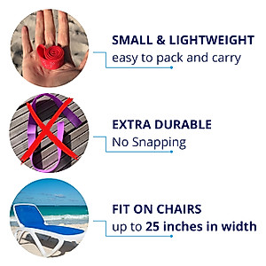 Towel Bands (6-Pack), Beach Pool & Cruise Chairs, Extra Durable, No Snapping, Cruise Ship & Beach Essentials, Great Alternative to Beach Towel Clips (3 Regular + 3 Glow in The Dark)