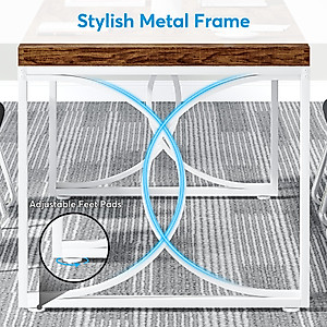 Tribesins Rectangular Dining Table, 63-inch Wood Kitchen Table with Strong Metal Frame, Industrial Large Long Dining Room Table for 4-People Family (Walnut and White)