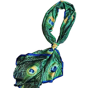 X&F Women's Fashion Peacock Feather Prints Long Scarf Summer Wrap Shawls