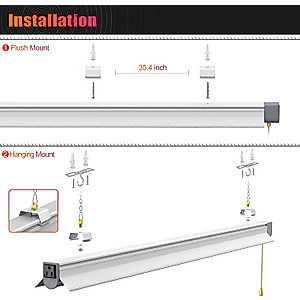 OPENLUX 3.6ft Linkable LED Shop Light, 80W LED Utility Shop Light Fixture,10400LM,41 inch,5000K Daylight for Workshop,Office with Plug and On/Off Pull Chain,Hanging or Surface Mount - 4 Pack
