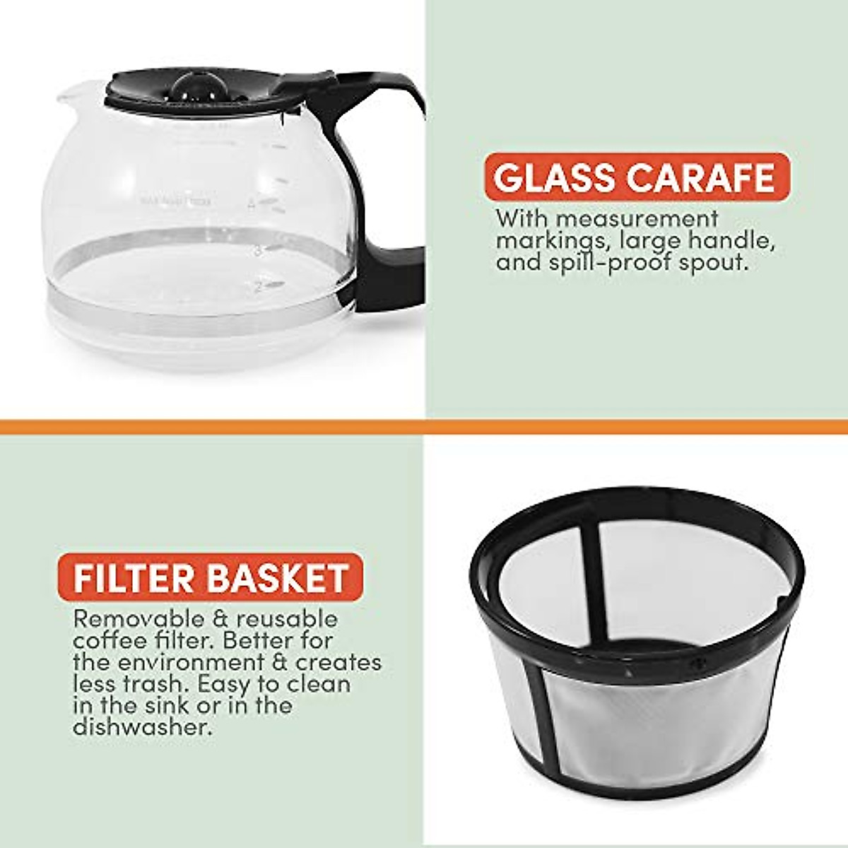 Elite Gourmet EHC-5055 Automatic Brew & Drip Coffee Maker with Pause N Serve Reusable Filter, On/Off Switch, Water Level Indicator, Black