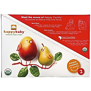 Happy Baby Organic Stage 2 Baby Food Simple Combos Pear Mango Spinach, 4 Ounce Pouch (Pack of 8) Resealable Baby Food Pouches, Fruit & Veggie Puree, Organic Non-GMO Gluten Free Kosher