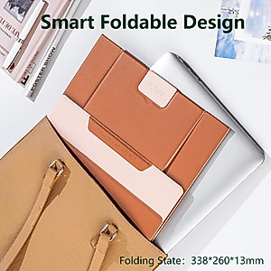 Coiclic Portable Laptop Stand, Foldable Ergonomic Computer Stand for Laptop, Adjustable Multiple Folding States Laptop Stand, PU Leather Holder Compatible with up to 19 Inches Computer Laptops