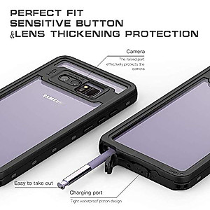 Samsung Galaxy note 8 Waterproof Case, Shockproof Dustproof Snowproof Hard Shell Full-Body Underwater Protective Box Rugged Cover and Built in Screen Protector for Galaxy note 8 (Black)