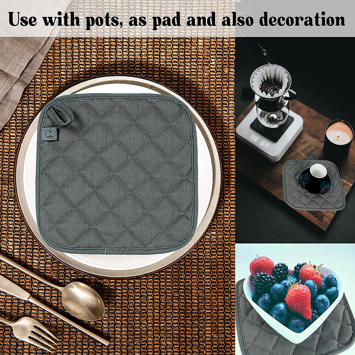 Beemojo Oven pad Pot Holder 100% Water Resistant Thick Cotton, high Heat Repellent Padding, Hanging Loop, Double Stiches, Machine Washable, Comfortable, Easy to Store