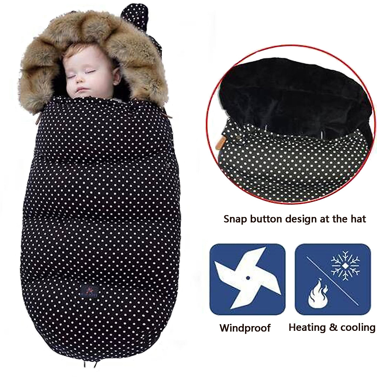 NC Baby Sleeping Bag Winter Keep Warm Stroller Bunting Bags for 0-3 Year-old Universal Footmuff Outdoor Thick Infant Blanket (Green) (NC)