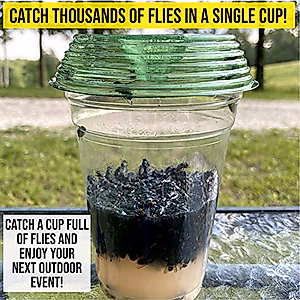 Billy-Bob Fly Lid - Indoor Outdoor Eco Friendly Fly Control Pack - Includes 24 Fly-Lids for Disposable Cups and 3 Fly-Lids for 5 Gallon Buckets