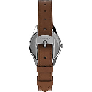 Timex x Peanuts Expedition Scout 40mm Watch – Take Care of The Earth Silver-Tone Case Natural Dial with Brown Ecco DriTan Leather Strap