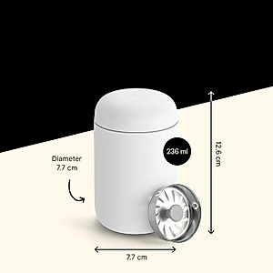 Fellow 12 oz Carter Move Travel Mug - Vacuum-Insulated Stainless Steel Travel Coffee Mug - Coffee Tumbler with Ceramic Interior and Splash Guard - Matte White