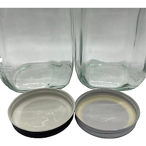 Milk Bottle with Steel Metal Leakproof Lids 32oz Square Glass Beautiful Vintage French Square Drink or Food Container Water Bottle By Yes I Can (White and Silver)