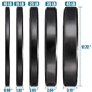 WF Athletic Supply 2 inch Olympic Size Black Premium Bumper Plate with Steel Insert, Great for Strength Training, Weightlifting & Crossfit Competition, Size Options Available