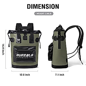 Buffalo Gear Cooler Backpack,18L Leakproof Cooler Bag Insulated Cooler for Picnic Beach Camping Hiking Park Fishing (Army Green)