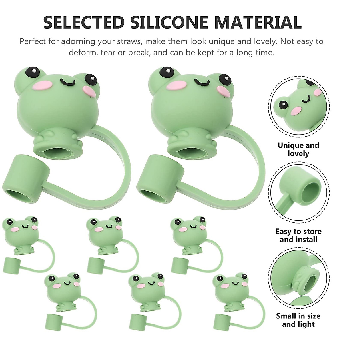 GLEAVI 8pcs Animals Straw Tips Cover Reusable Cute Frog Straw Toppers Straw Cover Plugs for Drinking Straws Party Straw Caps Decoration