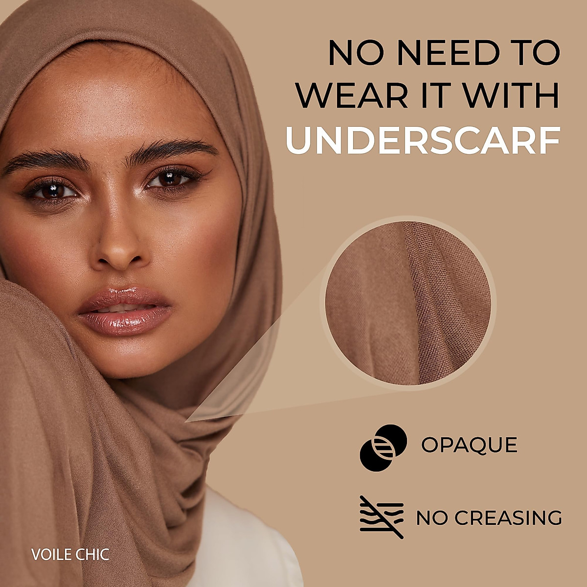 VOILE CHIC Premium Jersey Hijab Scarf For Women - Islamic Head Scarf Wrap Hijabs (Taupe)