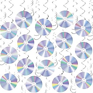 60 pcs 90's Party Decorations Retro 90s Theme Party Hanging Swirls CD Disco Cutout Wall Decor Sign with Hanging Swirls Ceiling for Music Party 1990's 2000s Birthday Party Favors Supplies