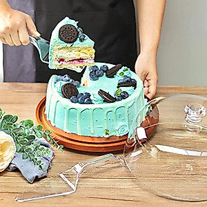 WEHOME Rotating Cake Stand with Dome，Acacia Wood with Acrylic Lid,Revolving Cake Diaplay Plate Holder with Clear Cake Cover for Cakes，Cupcakes，Pastries,Cookies,Desserts&etc.