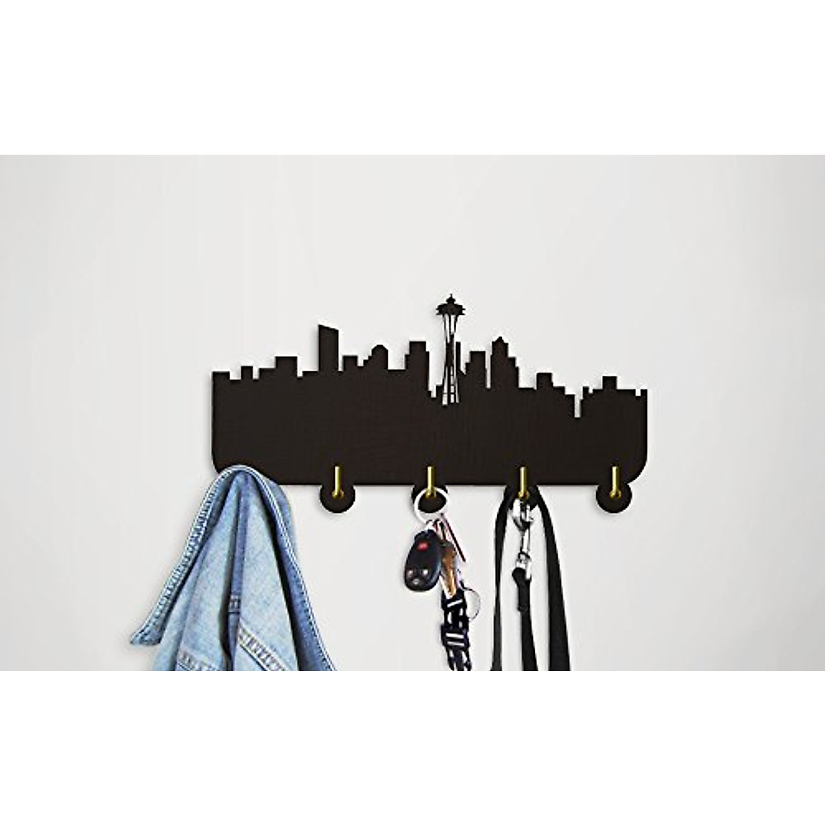 The Geeky Days America Seattle Skyline Tourist Attraction Wall Hooks Coat Hanger Household Decor Modern Wall Decor Bedroom Bathroom Door Clothes Robe Towel Hooks