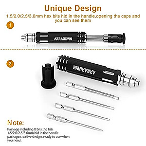 10 in 1 RC Model Repair Tools Kit with 1.5/2.0/2.5/3.0/4.0/5.5mm Hex Screwdrivers Wrench Phillips & Slotted Screwdriver, Metal Tray for RC Cars Helicopter Drone Boat