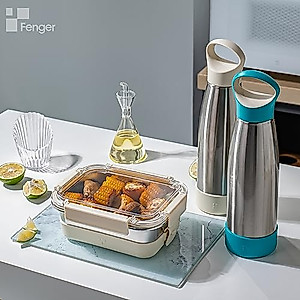 Stainless Steel Lunch Box with Silicone Sleeve/Bento Box/Food Storage Containers-Leak-Proof,Reusable and Microwavable-Ideal for Work & Travel-On-the-Go Meal Prep - Dishwasher Safe-1200ml/41Oz