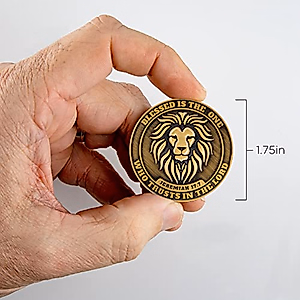 Trust in The Lord Lion Challenge Coin, Bulk Pack of 10 Christian Pocket Tokens, Bible Study Supplies for Men, Bible Verse Worry Coin for Prayer, Religious EDC Coins for Police & Military Veterans