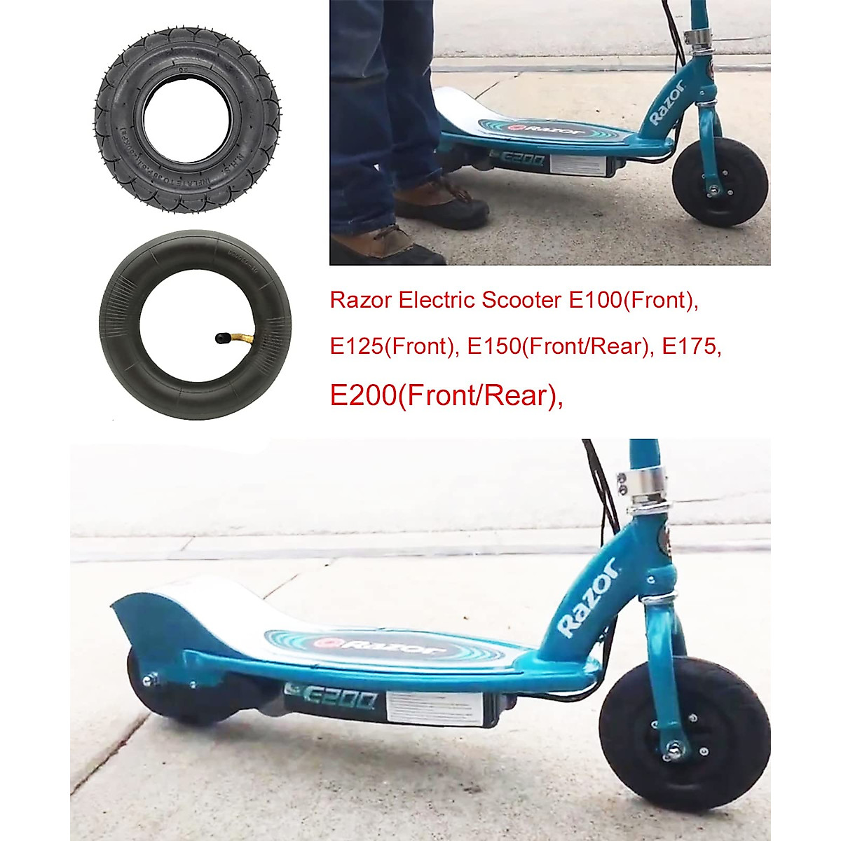 200X50(8"x2") Tire & Inner Tube for Razor E100, E150, E200,Power Core E100, Dune Buggy, ePunk, PowerRider 360, eSpark