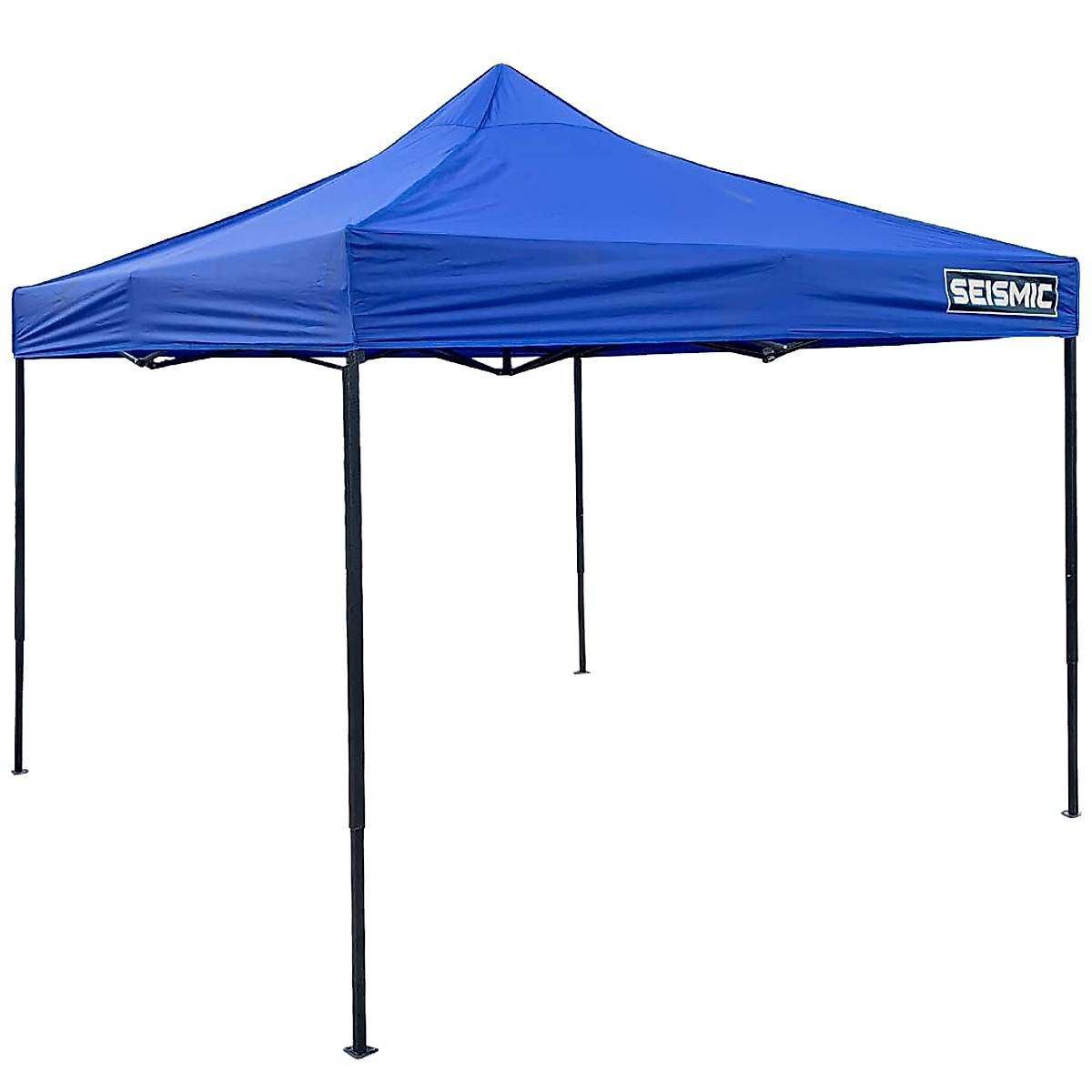 Seismic Audio - Blue 10x10 Commercial Pop Up Tent Shade Canopy with Wall, Roller Bag, Stakes and Weight Bags for Outdoors