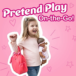 Litti Pritti Baby Doll Accessories Set - 9-Piece Diaper Bag Playset with Baby Doll Diapers, Magic Bottle, Silicone Bib, Wipes, Teether, Changing Pad, and More - Baby Doll Stuff for Ages 3-8 Years