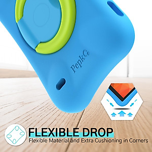 PEPKOO Kids Case for Fire 7 Tablet, 9th 7th 5th Generation 2019 2017 2015 Release, Light Weight Flexible Shockproof Cover with Folding Handle Kickstand for Amazon Fire 7 Tablet 7-inch, Blue