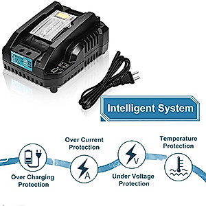 【18 Volt 6.0Ah BL1860B】 2Packs Replacement Battery and Charger for Makita 18V Battery Lithium BL1860 BL1850 BL1845 BL1840 BL1830 BL1820 BL1815 BL1860B Battery + 1 Charger for Makita 14.4v-18V Battery