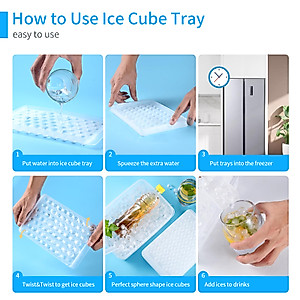 Mini Ice Cube Trays with Lid and Bin,3 Pack Ice Trays for Freezer,261 Pcs Mini Ice Maker,Ice Cube Mold,Small Round Ice Cube Tray Easy Release, Crushed Ice Trays for Chilling Drinks Coffee (Clear)