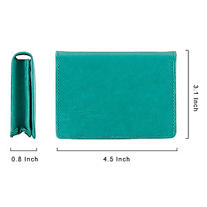 Mini Leather Credit Card Case Small Card Holder Wallet with ID Window for Men and Women (Green)
