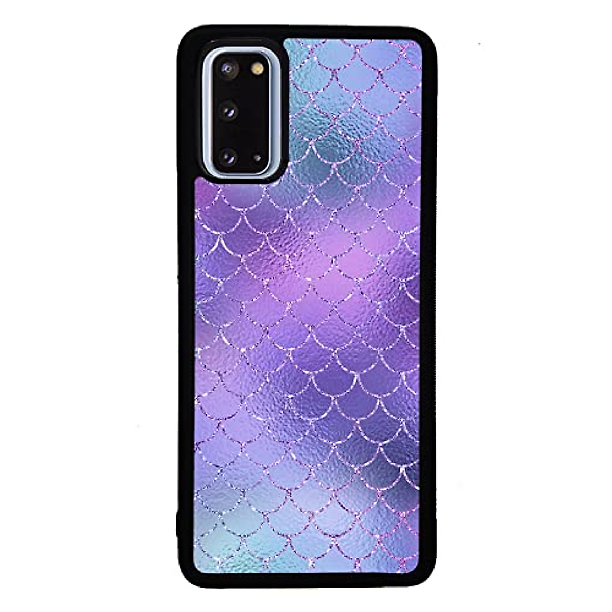Purple Teal Mermaid Scales Skin Black Rubber Phone Case Compatible With Samsung Galaxy S23 S23+ Ultra S22 S22+ S21 S21FE S21+ S20FE S20+ S20 Note 20 S10 S10+ S10e