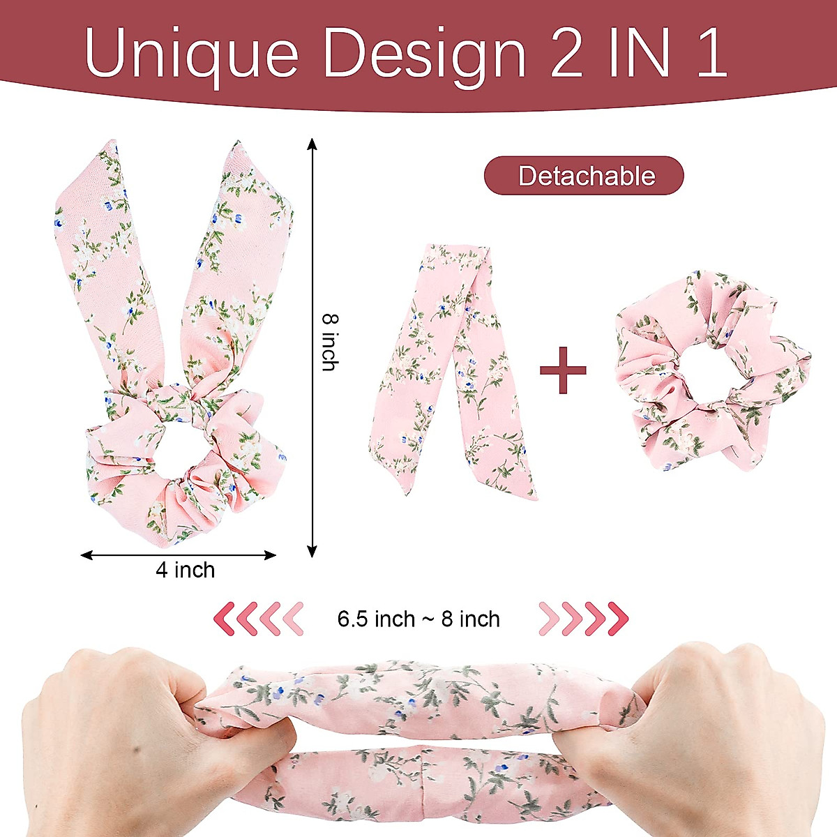 Neon Light Up Bow Scrunchies for Girls, Cute Led Hair Scrunchie Ponytail Holders Scarf Hair Ties Women Rave Accessories Glow in the Dark Party Favors Supplies Birthday Halloween Christmas 6 Pack