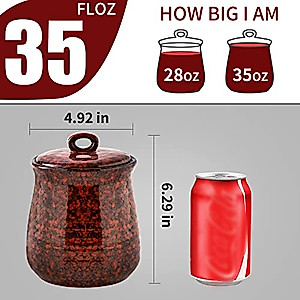 Hasense Ceramic Food Storage Jar, Coffee Canister with Lid, Cookie Candy Jar for Kitchen and Home, Serving for Dog Treat Sugar Loose Tea Flour Coffee Beans Rice Snack Storage 35 OZ Red