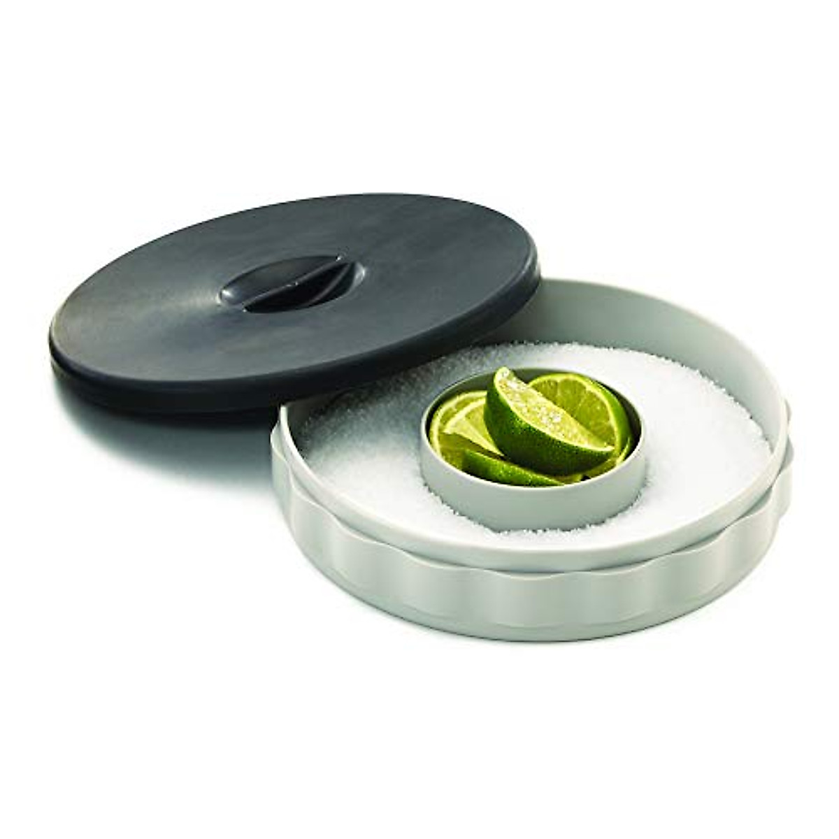 Tablecraft 2 Piece Glass Rimmer Tray with Non-Slip Top, Silver/Black