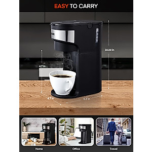 FOHERE Coffee Maker, Single Serve Iced and Hot Coffee Brewer for K Pod & Ground Coffee, with 90s Fast Brewing, 6 to 14 Oz Brew Sizes, 1000W Compact Coffee Machine with Water Window and Descaling Mode